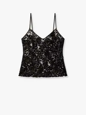 GOLDEN GOOSE Tulle Top With Sequins Embroidery - Black