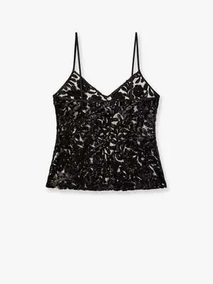 GOLDEN GOOSE Tulle Top With Sequins Embroidery - Black