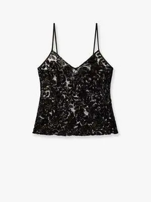 GOLDEN GOOSE Tulle Top With Sequins Embroidery - Black