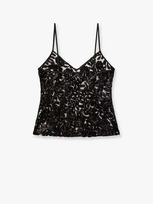 GOLDEN GOOSE Tulle Top With Sequins Embroidery - Black