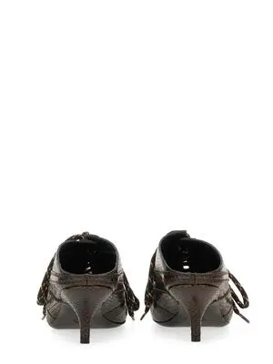Dries Van Noten Leather Slip-on Mules - Brown