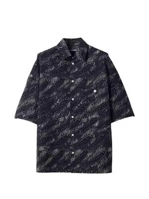 Jacquemus Rio Fish-print Short-sleeve Shirt - Black