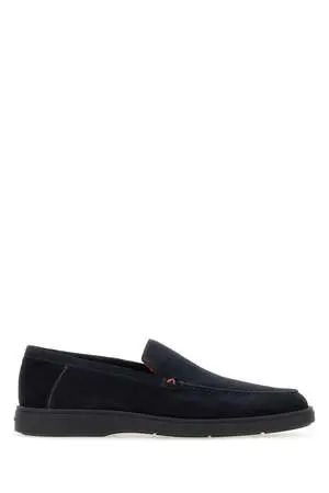Santoni Navy Suede Derision Loafers - Blue