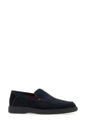 Santoni Navy Suede Derision Loafers