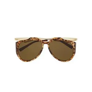 Saint Laurent Tortoiseshell Effect Pilot Sunglasses - Brown