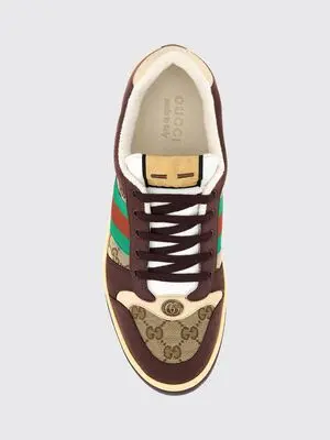 Gucci Low-top Sneakers In Jacquard Fabric And Leather With Gg Monogram