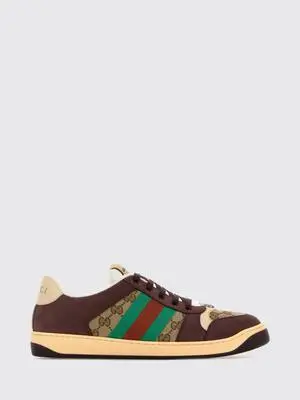 Gucci Low-top Sneakers In Jacquard Fabric And Leather With Gg Monogram - Multicolor