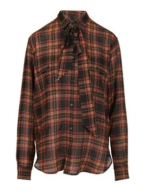Saint Laurent Lavalliére Cassandre Tartan Wool Shirt - Multicolor