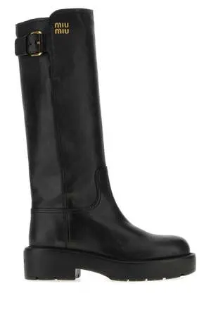 Miu Miu Leather Boots - Black