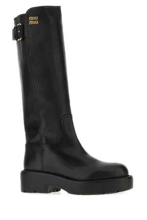 Miu Miu Leather Boots - Black