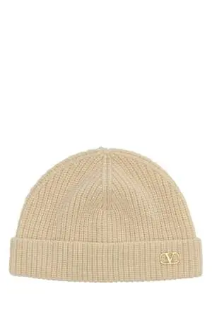 Valentino Garavani Sand Cashmere Beanie Hat - Brown