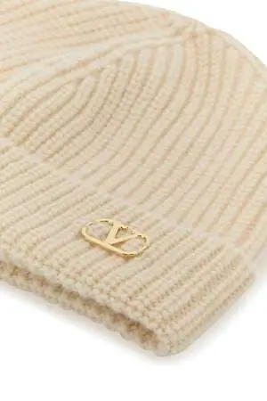 Valentino Garavani Sand Cashmere Beanie Hat