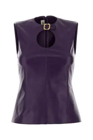 Miu Miu Leather Top - Purple