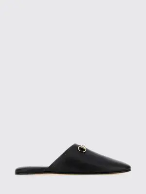 Gucci Flat Nappa Leather Mules With Horsebit Detail - Black