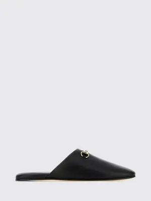 Gucci Flat Nappa Leather Mules With Horsebit Detail - Black