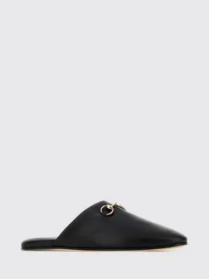 Gucci Flat Nappa Leather Mules With Horsebit Detail - Black