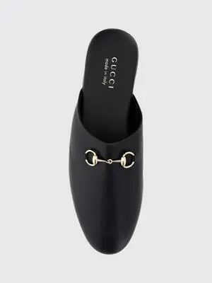 Gucci Flat Nappa Leather Mules With Horsebit Detail - Black