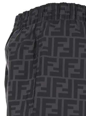 Fendi Tech Fabric Ff Motif Swim Shorts - Gray