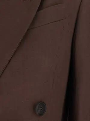 Brunello Cucinelli Brown Double-breasted Jacket With Peak Revers In Viscose Blend For