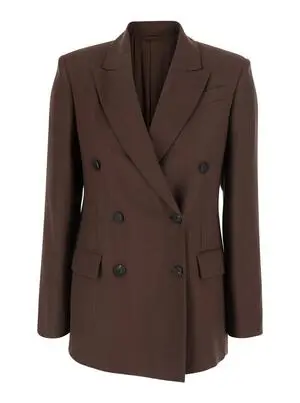 BRUNELLO CUCINELLI BRUNELLO CUCINELLI Viscose Blend Double-Breasted Peak Lapel Jacket