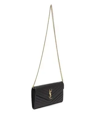Saint Laurent Cassandre Wallet On Chain - Black