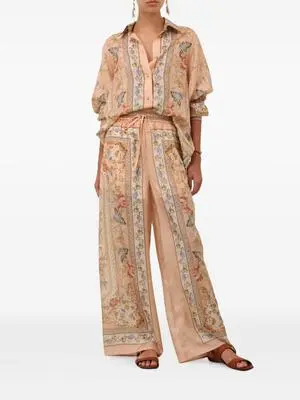 Zimmermann Roselight Printed Silk Trousers