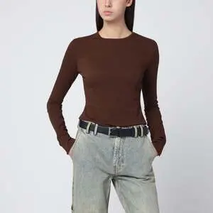 ENTIRE STUDIOS Crewneck Cotton-blend Top - Brown