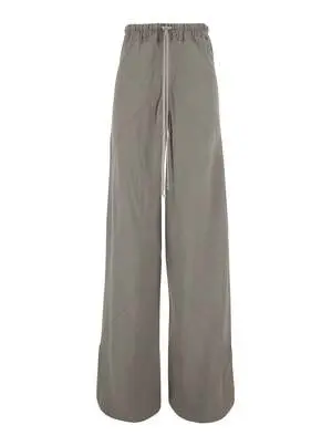 Rick Owens Gray Wide Leg Pants With Elastic Drawstring Waist In Viscose Blend For - Multicolor