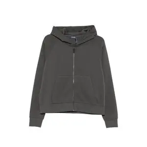 Max Mara Ribbed Knit Hooded Sweatshirt - Gray