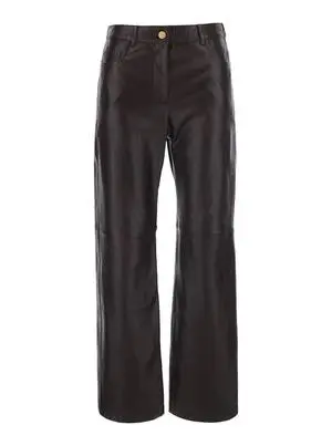 Max Mara S 'pesca' Pants With Five-pocket Design In Leather For - Brown