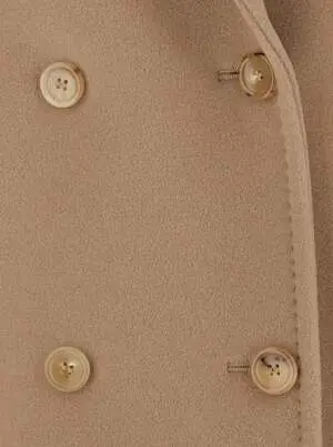 Max Mara Rebus' Beige Short Double-breasted Coat With Notched Revers In Wool And Cashmere For - Multicolor