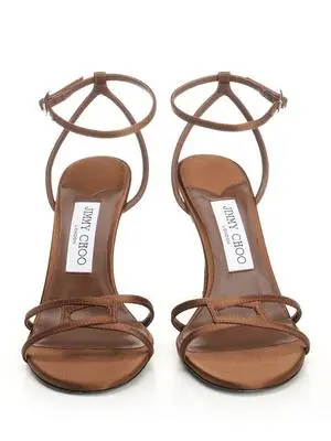JIMMY CHOO Leo 100 Satin Sandals - Brown
