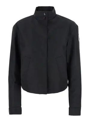Moncler Krovanh' Black Down Jacket With High Neck And Logo Patch On The Sleeve In Tech Fabric - Multicolor