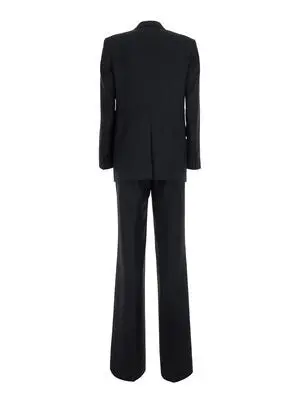 Tagliatore Black Double-breasted Suit With Peak Revers In Fabric For
