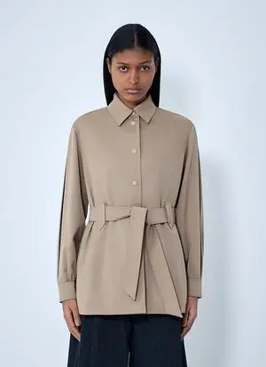 Max Mara Belted Button-down Shirt - Brown