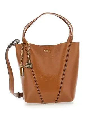 Chloé Spin' Shoulder Bag With Adjustable And Removable Strap In Leather For - Brown