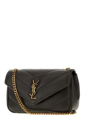 Saint Laurent Charcoal Leather Mini Loulou Crossbody Bag - Gray