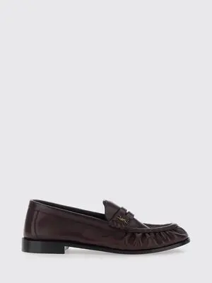 Saint Laurent Le Loafer Calfskin Penny Loafers With Monogram - Red