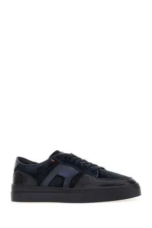 Santoni Leather And Suede Sport Sneakers