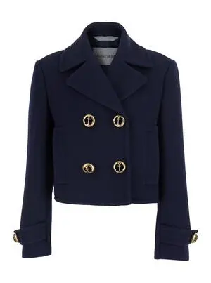 Balenciaga Cropped Wool Jacket With Halfbelt - Multicolor