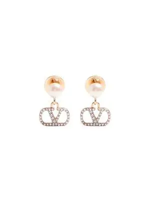 Valentino Garavani Metallic Colored Earrings With Pearls And Rhinestones Applied In Bronze For - Silver
