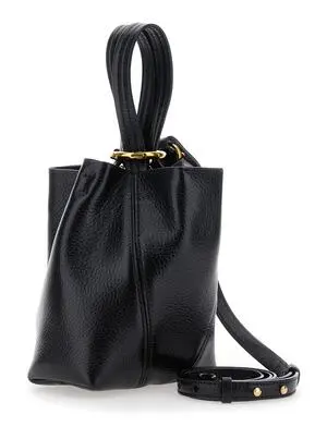 Chloé Leather Shoulder Bag With Logo Lettering - Black