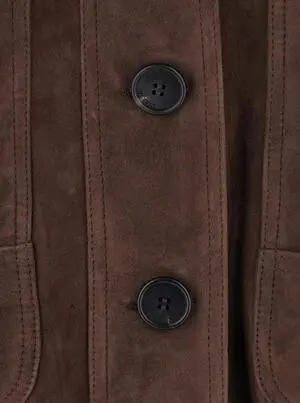 Attico Brown Bomber Jacket With High Ribbed Collar In Suede For - Multicolor