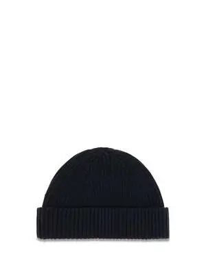 PARAJUMPERS Beanie In Ribbed Knit With Logo - Blue
