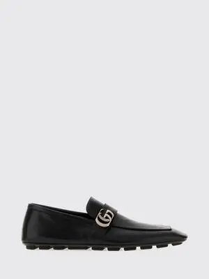 Gucci Smooth Leather Driver Loafers With Gg Monogram - Black