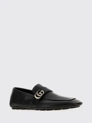 Gucci Smooth Leather Driver Loafers With Gg Monogram - Black