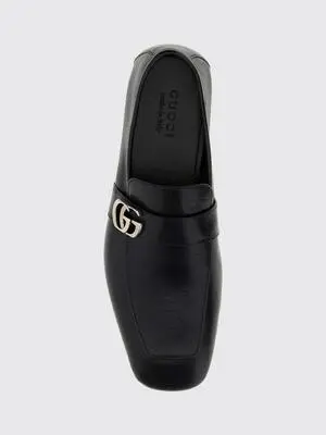 Gucci Smooth Leather Driver Loafers With Gg Monogram - Black