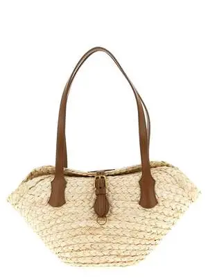Dolce & Gabbana Woven Straw Shoulder Bag - Cream