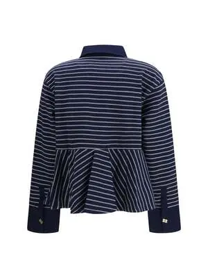 GANNI Striped Polo Shirt