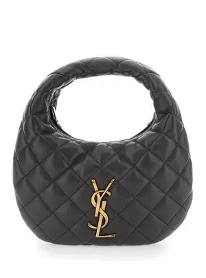 Saint Laurent Icarino' Handbag With Cassandre Plate On Front And Quilted Design In Leather - Gray